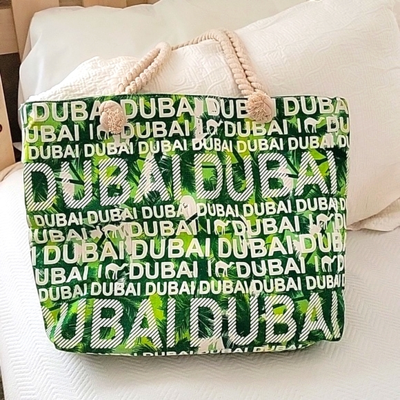 Dubai | Bags | Dubai Tote Green And White | Poshmark